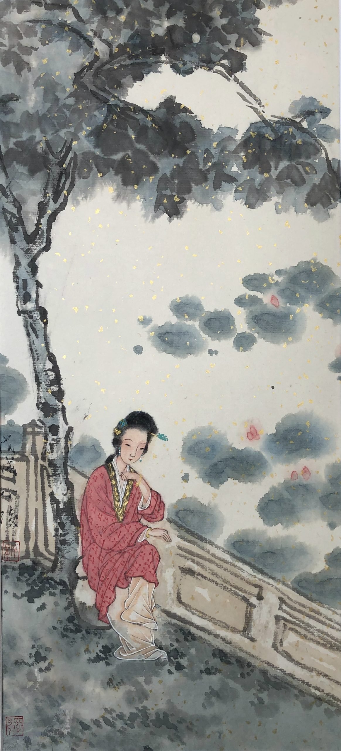 Xiaoling Guo 022 荷塘消夏图 23x50cm – Linhai Gallery